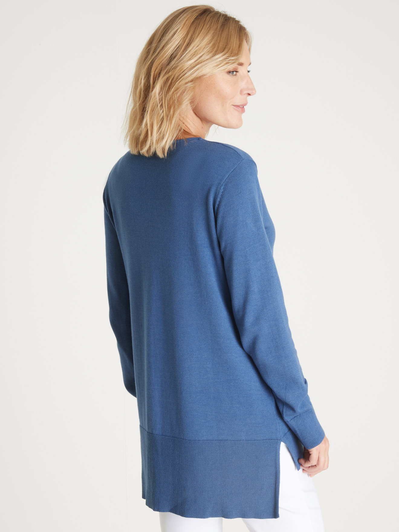 Pull tunique maille fine col V - Daxon - Femme | Daxon