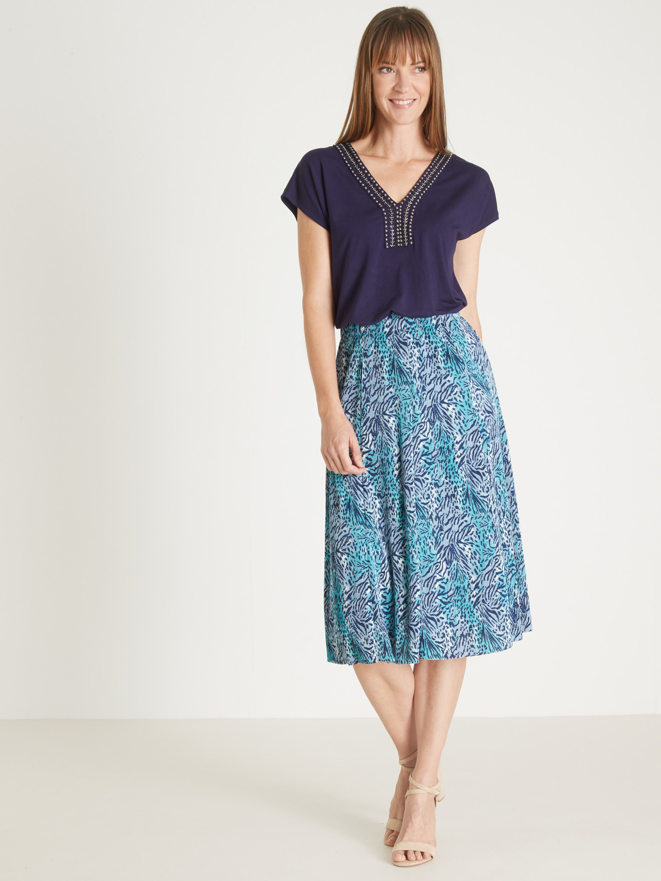 Jupe élastiquée plissé permanent - Daxon - Femme | Daxon