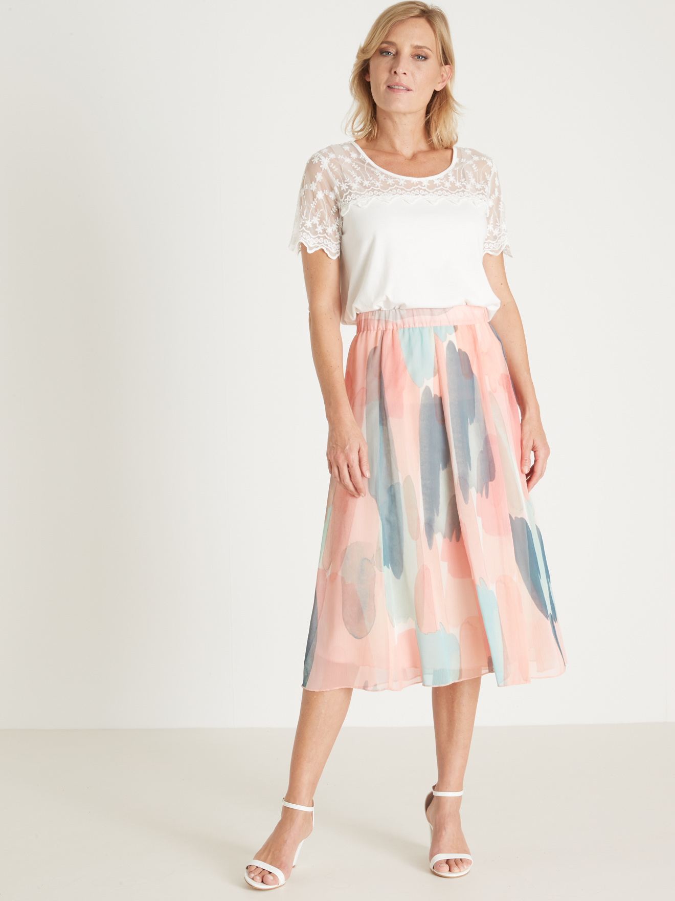 Jupe évasée en voile doublé - Daxon - Femme | Daxon